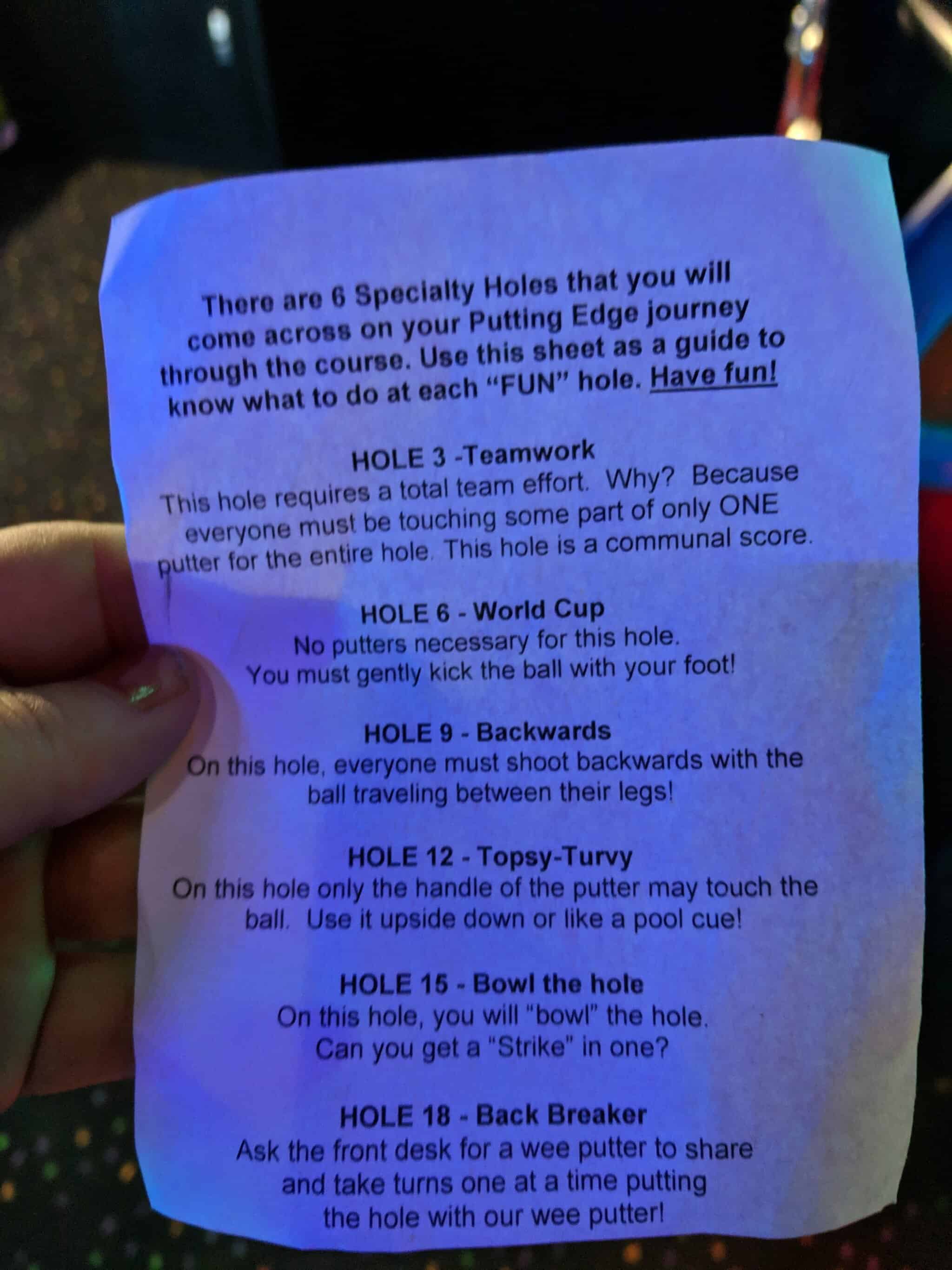 Putting Edge glow-in-the-dark mini golf